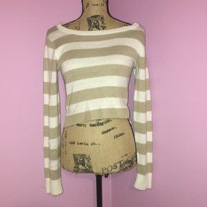 t/o | Sweaters | Tan And White Stripped Sweater | Poshmark